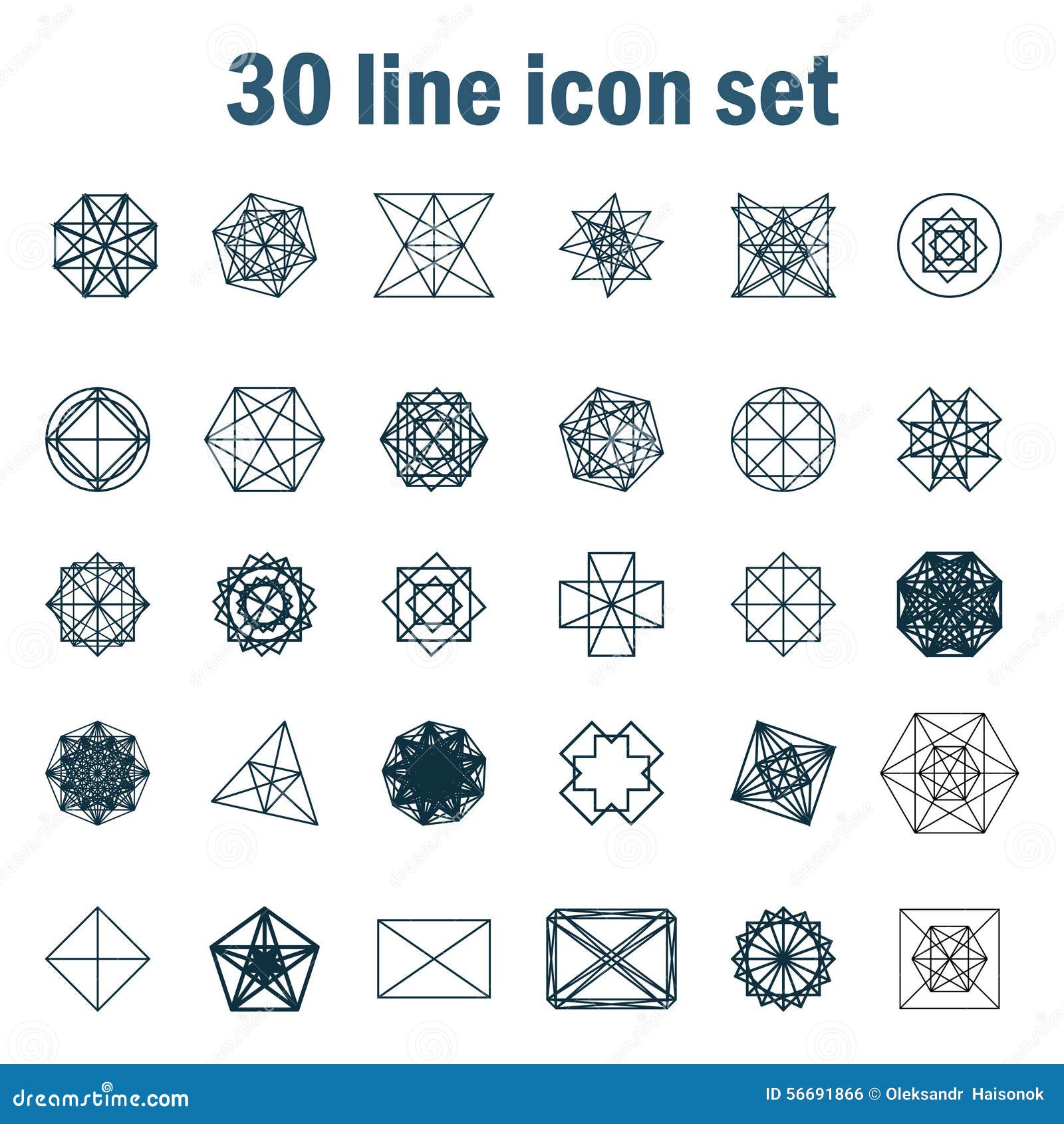 Set Of Thirty Angular Abstract Vector Icons Stock Vector Illustration
