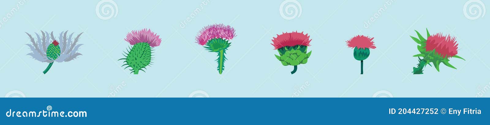 Set Of Thistles Cartoon Icon Design Template With Various Models ...