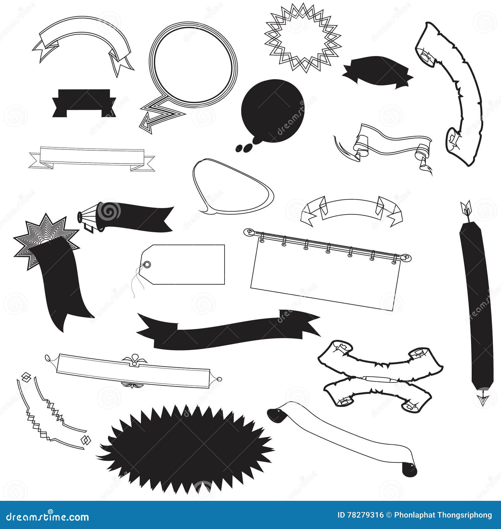 Set of Thought Label Tag, Vector Design Elements, 22 Black White Label ...