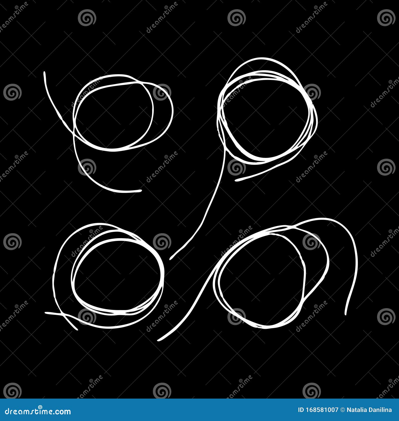 Set of Thread Circles. Round Frames. Abstract Scrawl Sketch. Vector ...