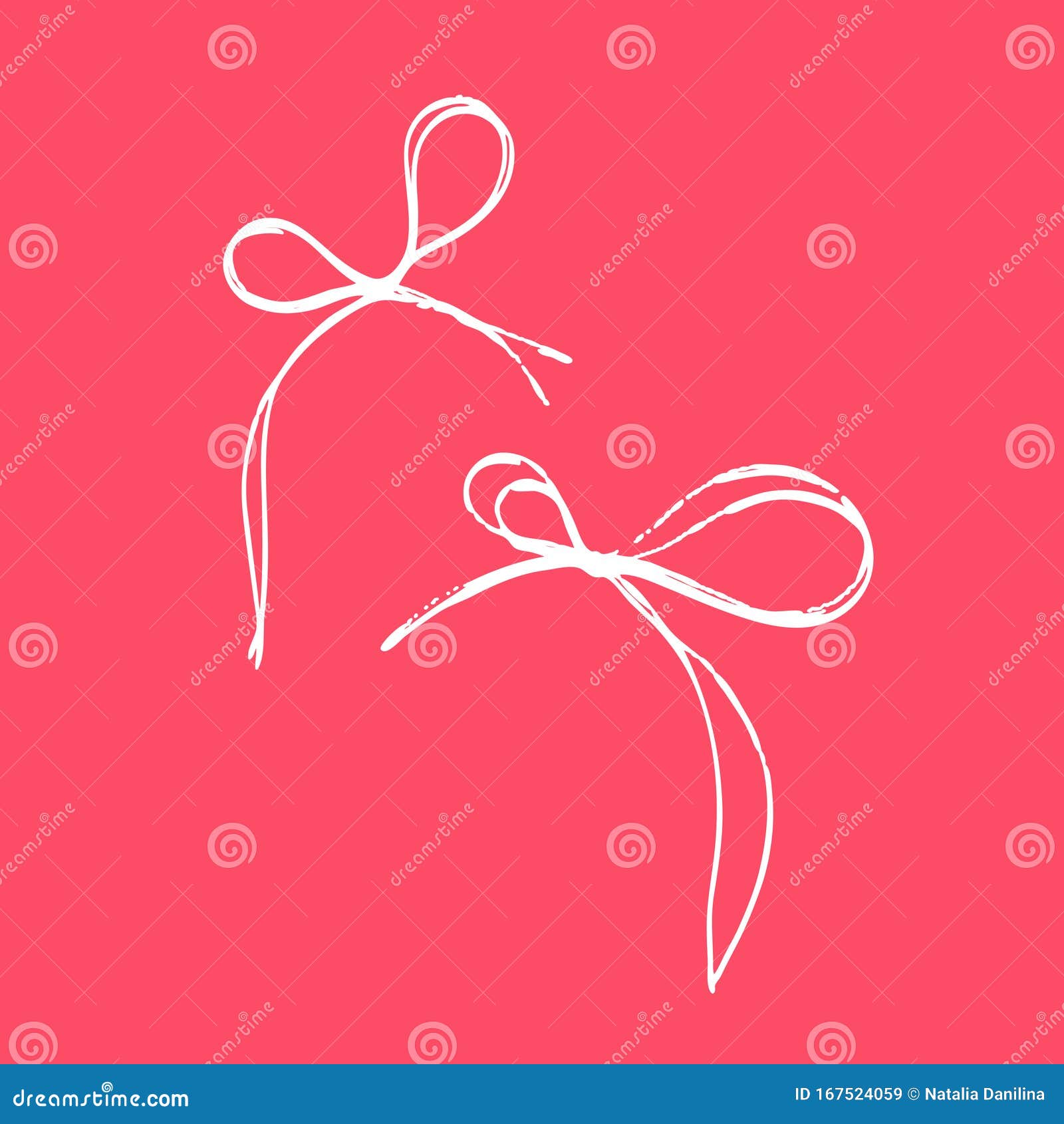 Set of Thread Scribble Bows, Double-looped Knots. Outline Abstract ...