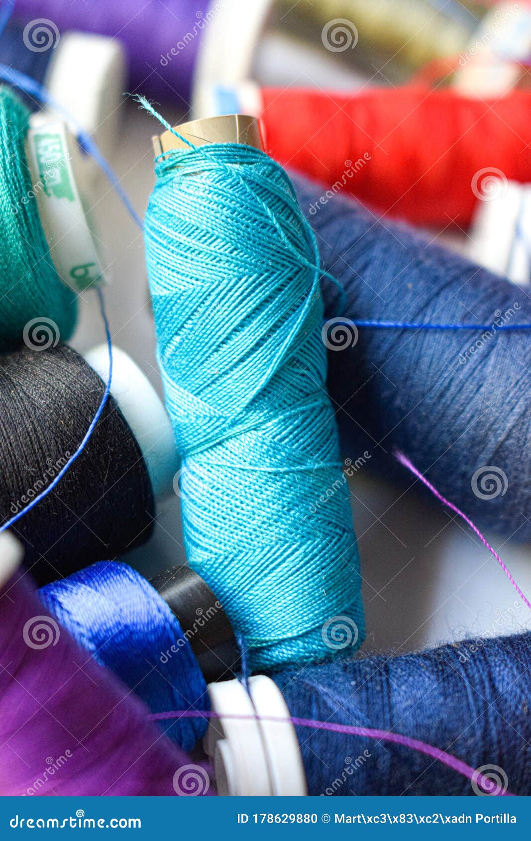 Set of threads stock photo. Image of hand, purple, thread - 178629880