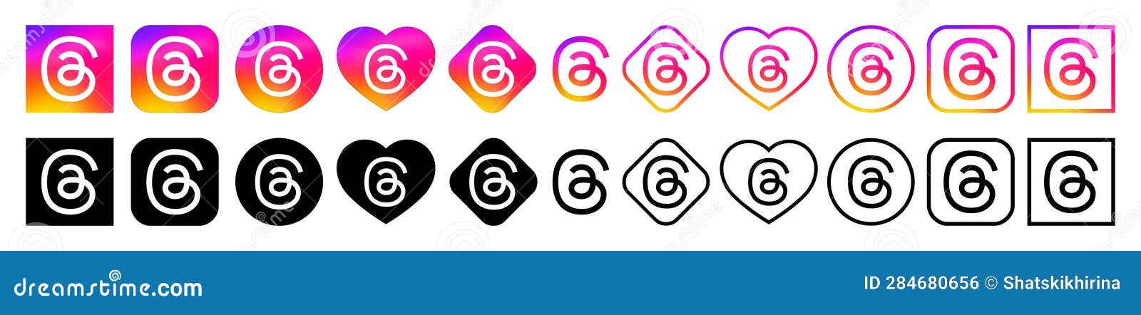 Set of Threads App Icons. Social Media Logo Editorial Photo ...