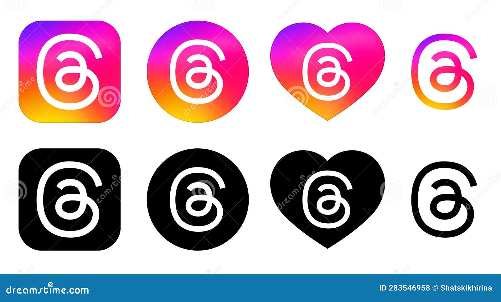 Set of Threads App Icons. Social Media Logo Editorial Stock Photo ...