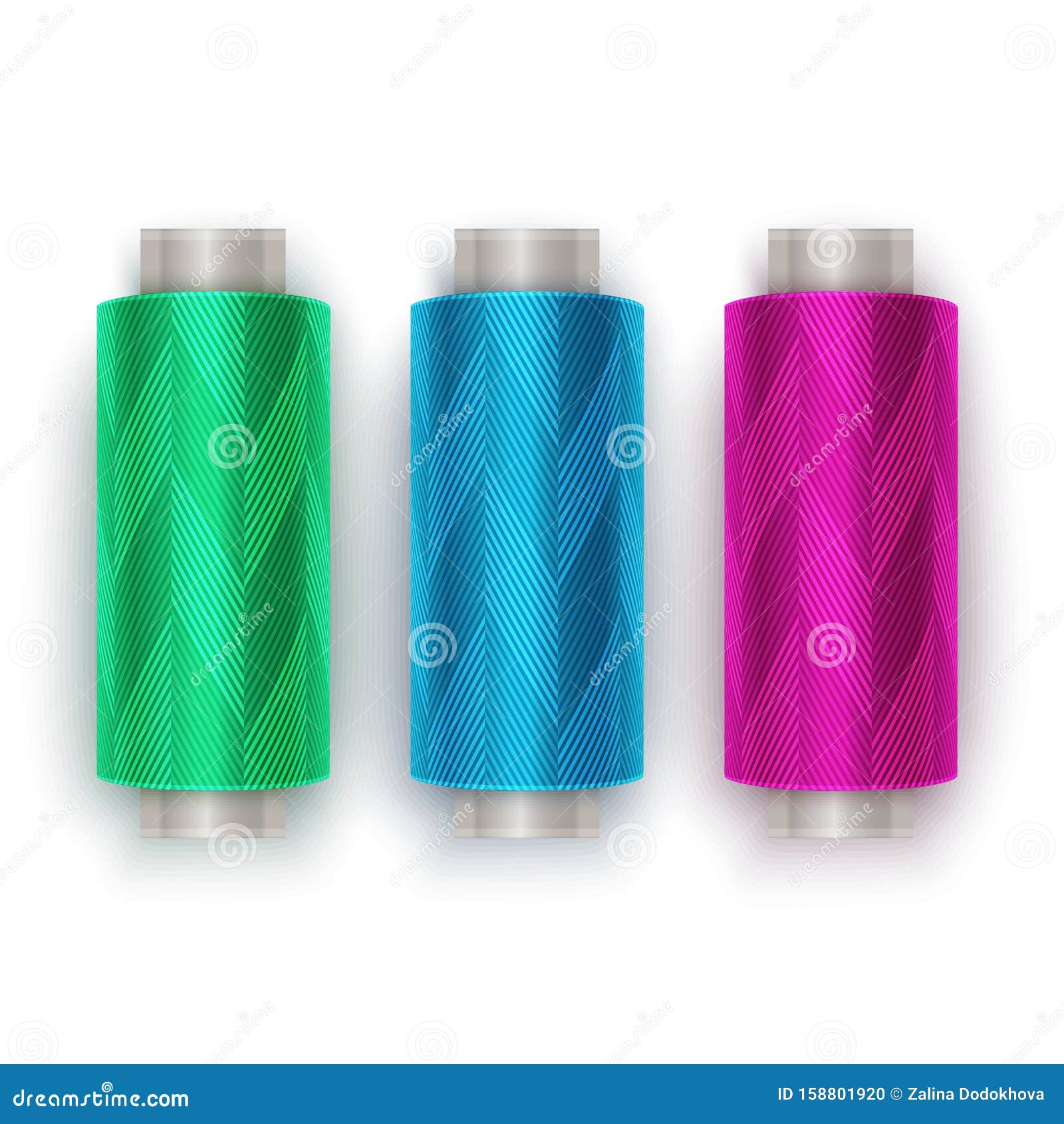 Set of Threads of Pink, Blue and Green Colors, Thread Spool Set ...