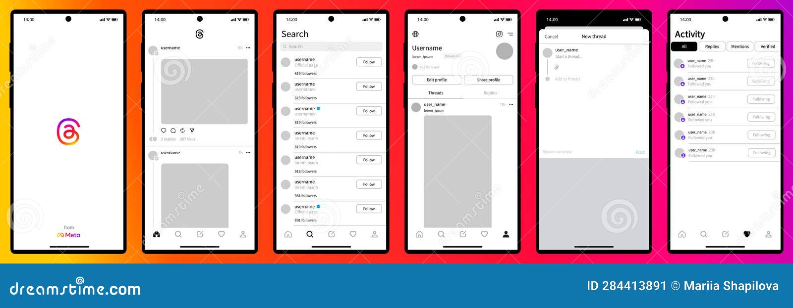 Set of Threads Screen Mockup on Phone Editorial Photo - Illustration of ...