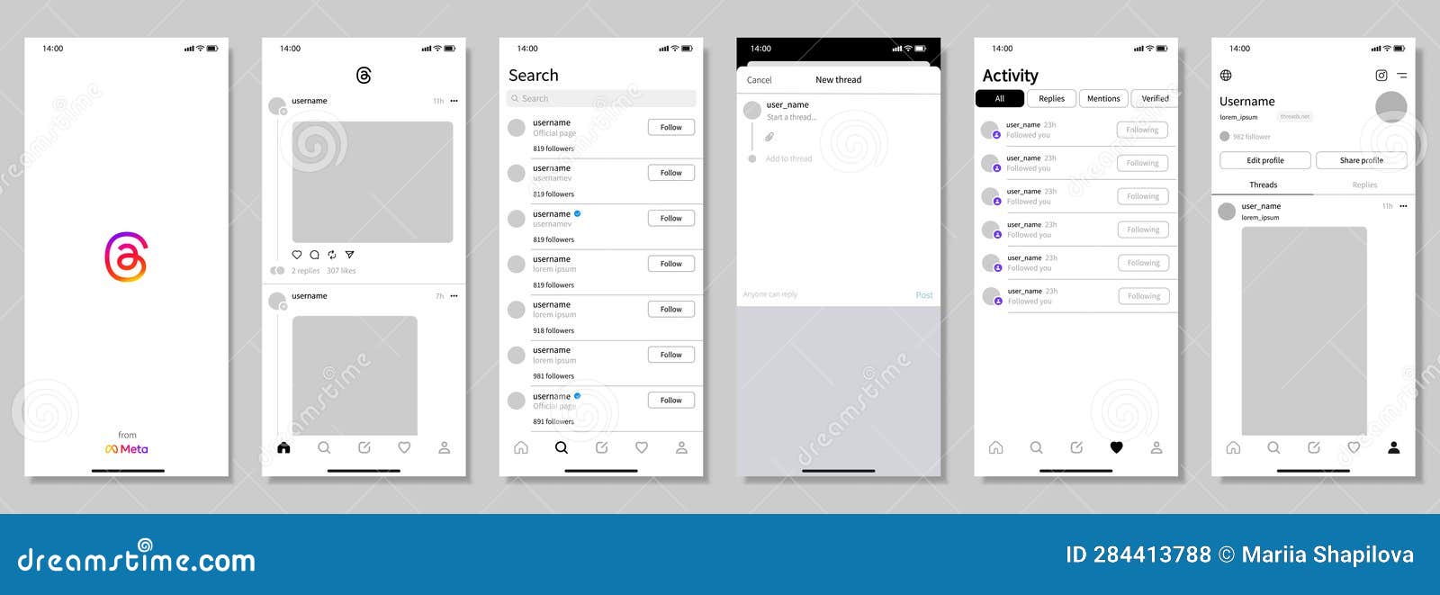 Set of Threads Screen Mockup Editorial Stock Photo - Illustration of video, company: 284413788