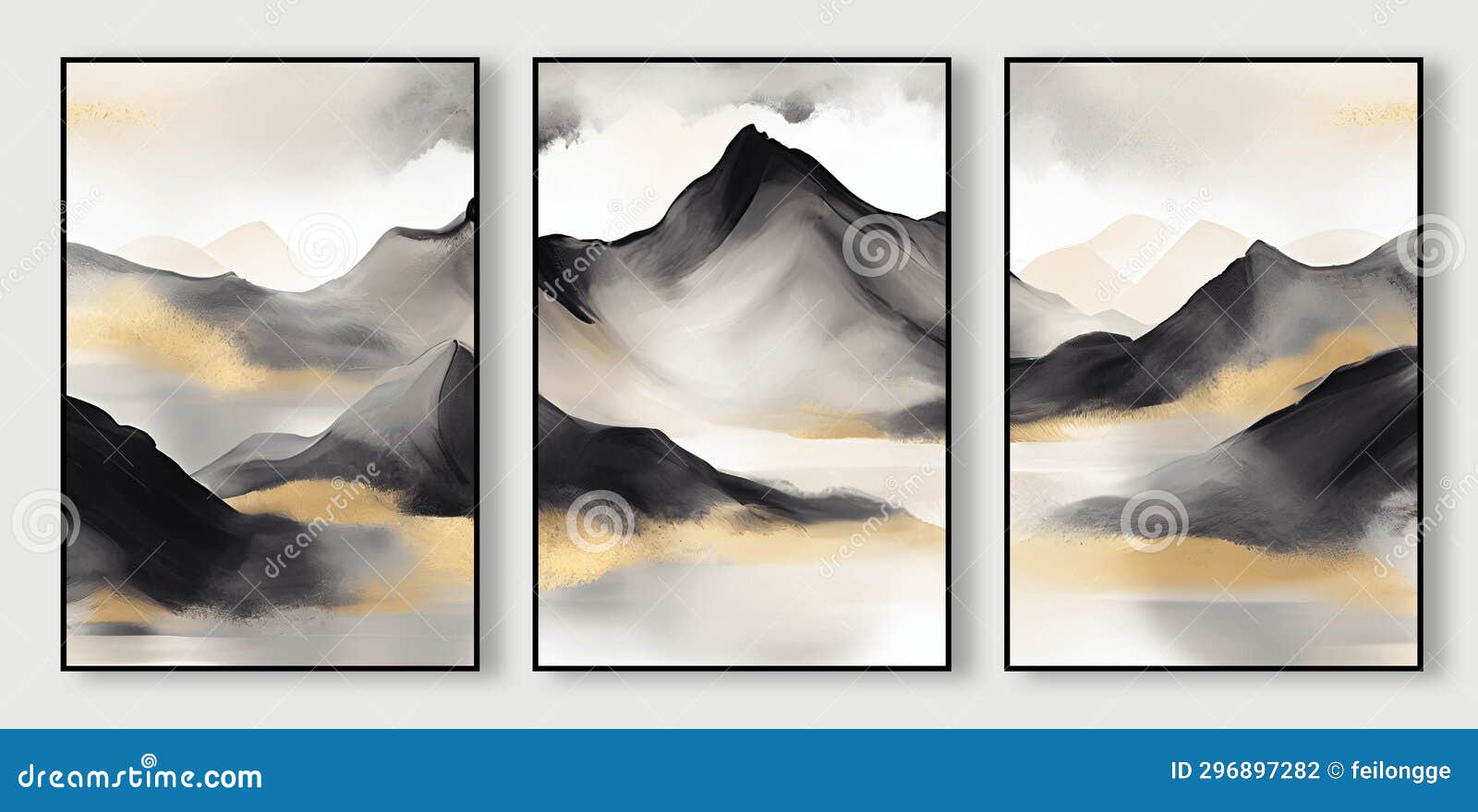 A Set of Three Abstract Creative Ink Art Illustrations Stock ...