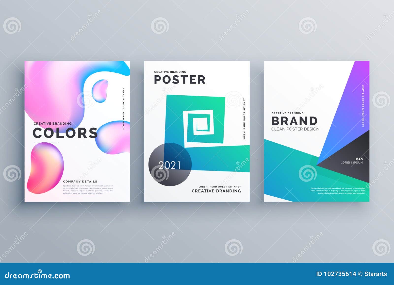 Set of Three Abstract Minimal Brochure Design Template for Magazine ...