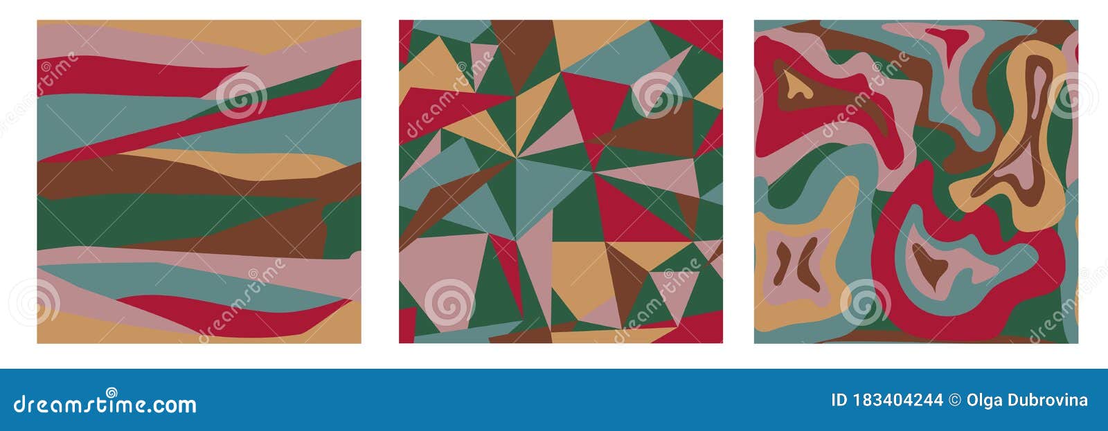 Set of Three Abstract Modern Seamless Patterns. Different Shapes and ...