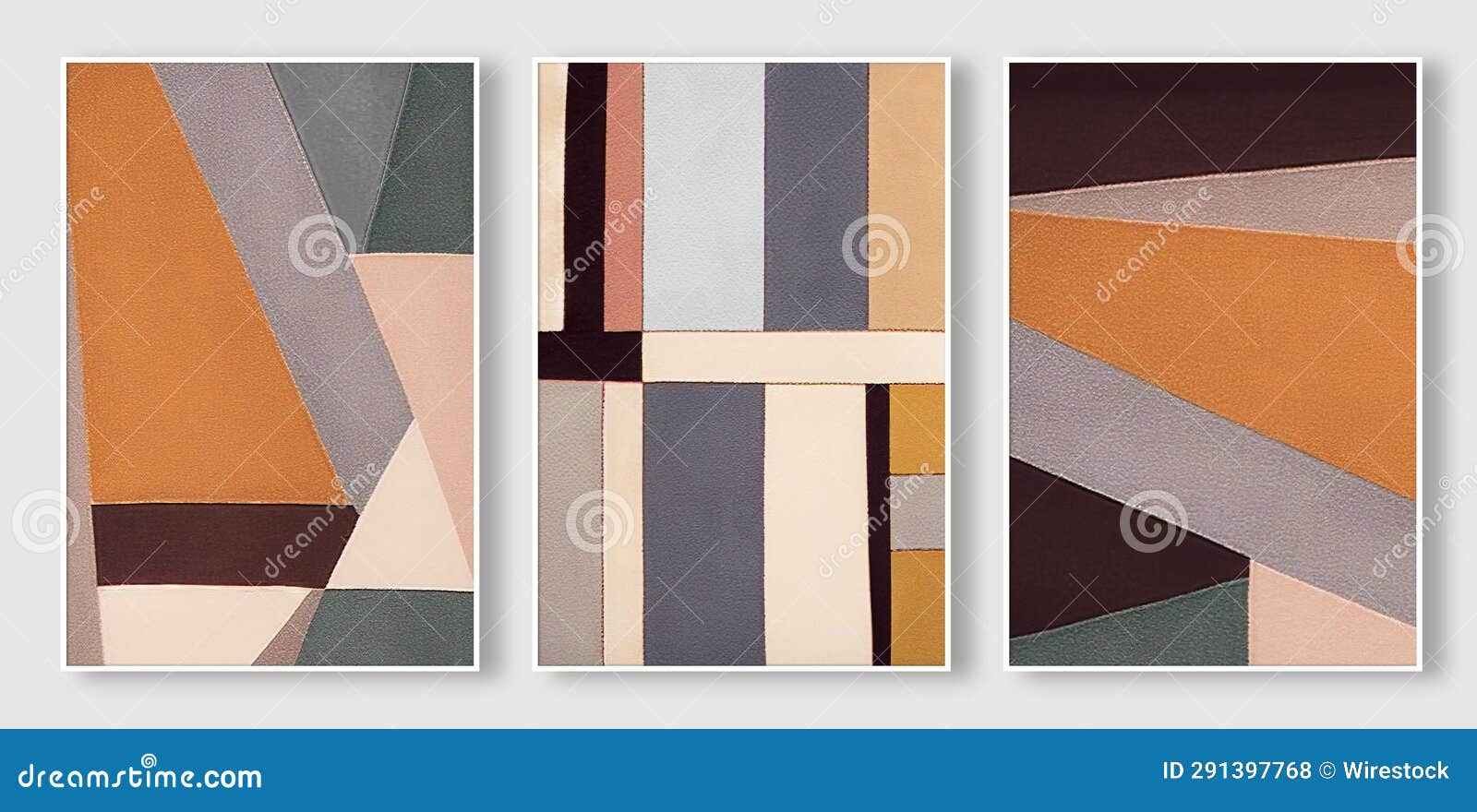 Set of Three Abstract Painting Background Walls with Strong Decorative ...