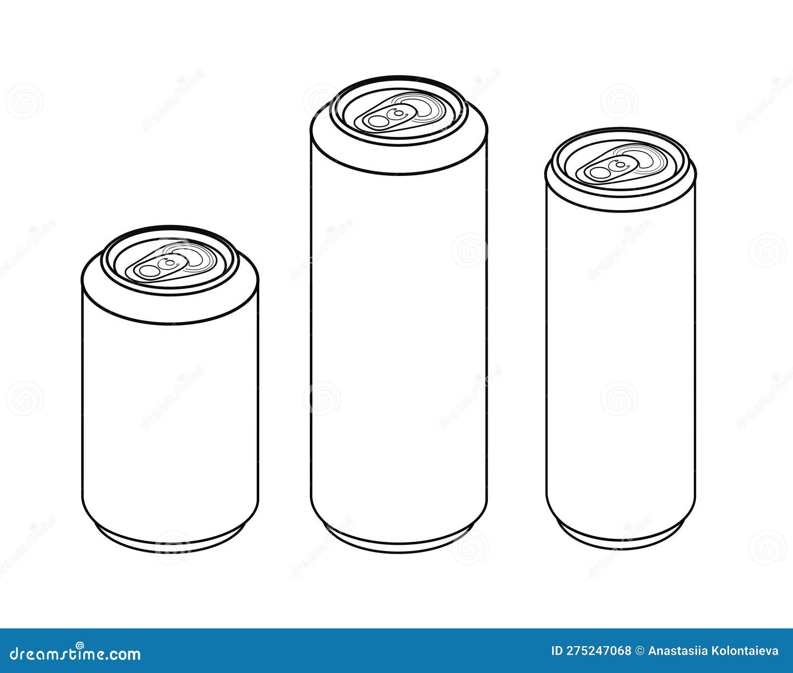 A Set of Three Aluminium Cans of Different Sizes. Minimalist Vector ...