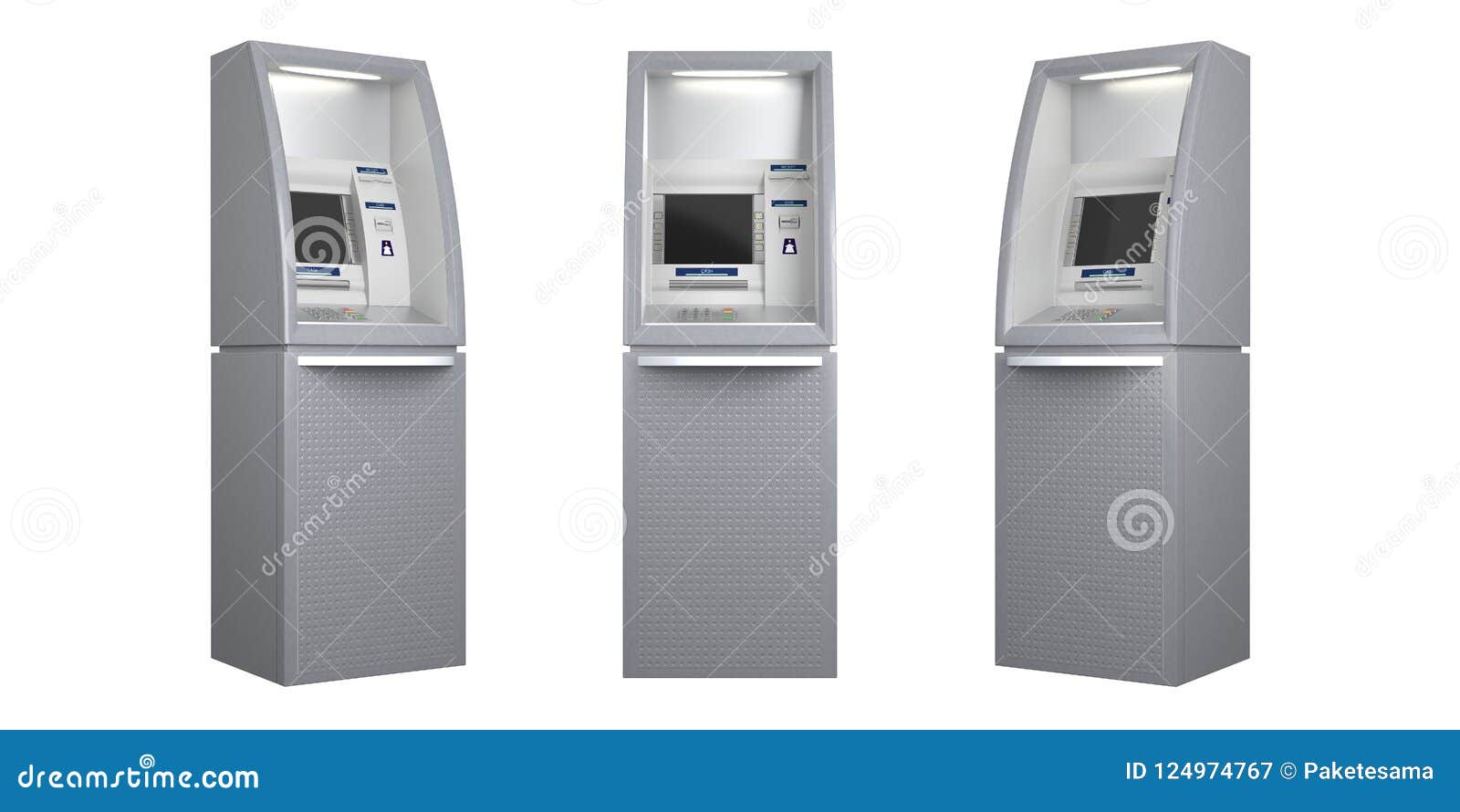 Set of Three Atm Machines Isolated on White Stock Illustration ...