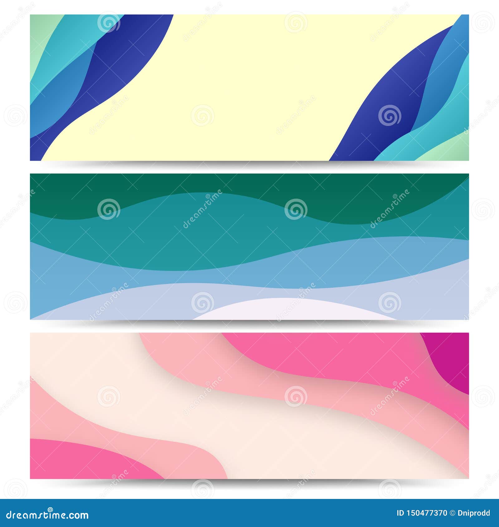 Set of Three Background with Paper Cut Shapes Stock Vector ...