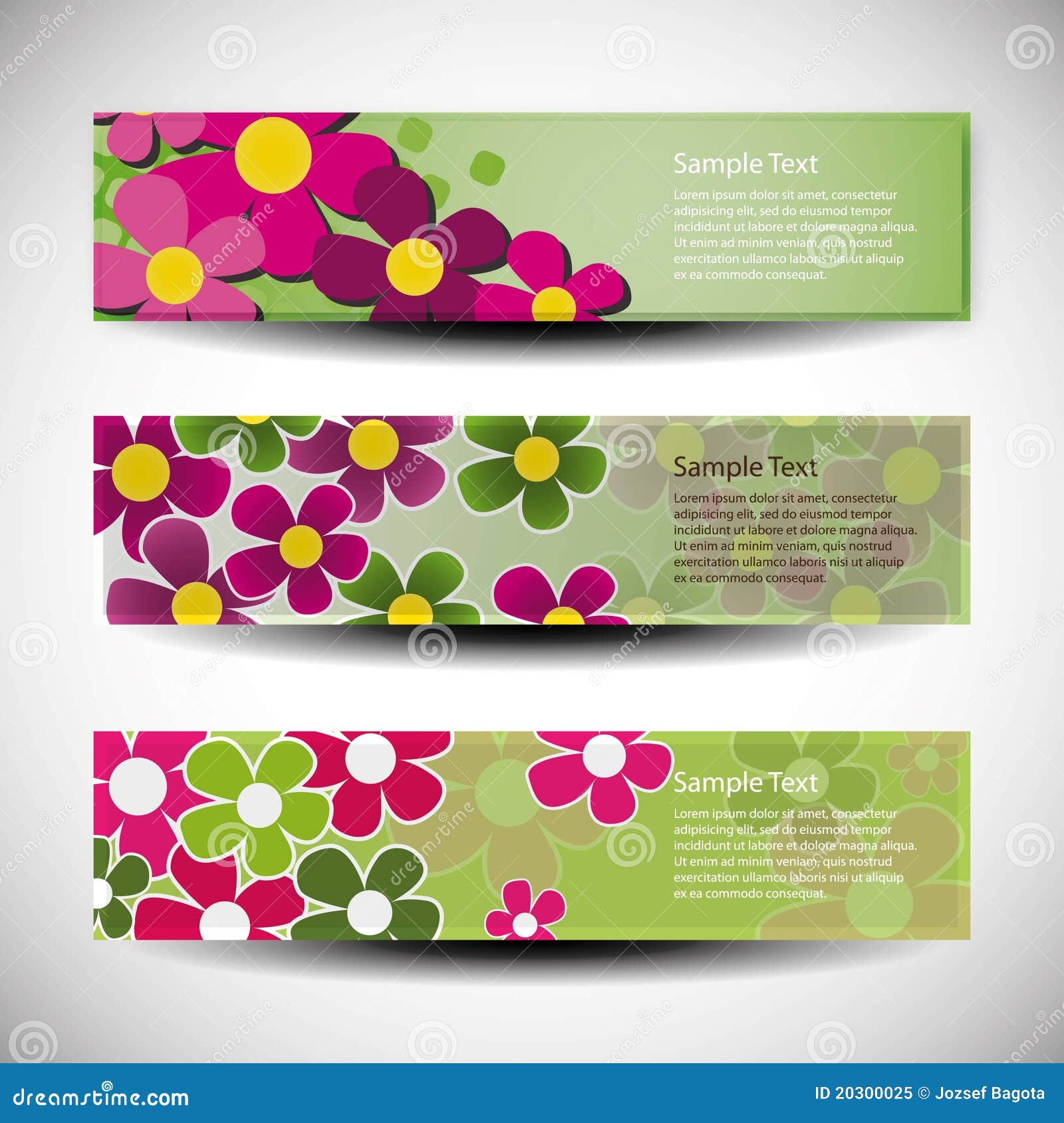 Set of Three Banner Designs with Flowers Stock Vector - Illustration of ...