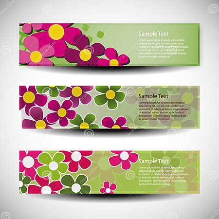 Set of Three Banner Designs with Flowers Stock Vector - Illustration of ...