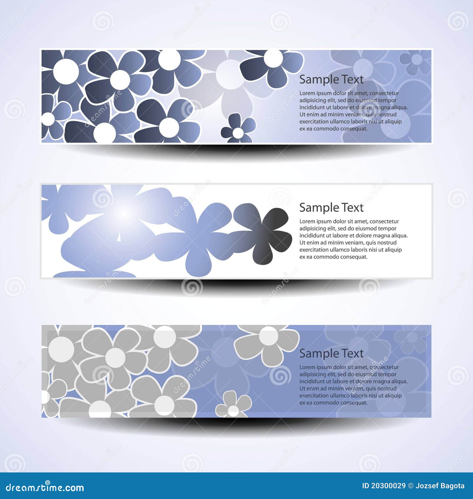 Set of Three Banner Designs with Flowers Stock Vector - Illustration of ...