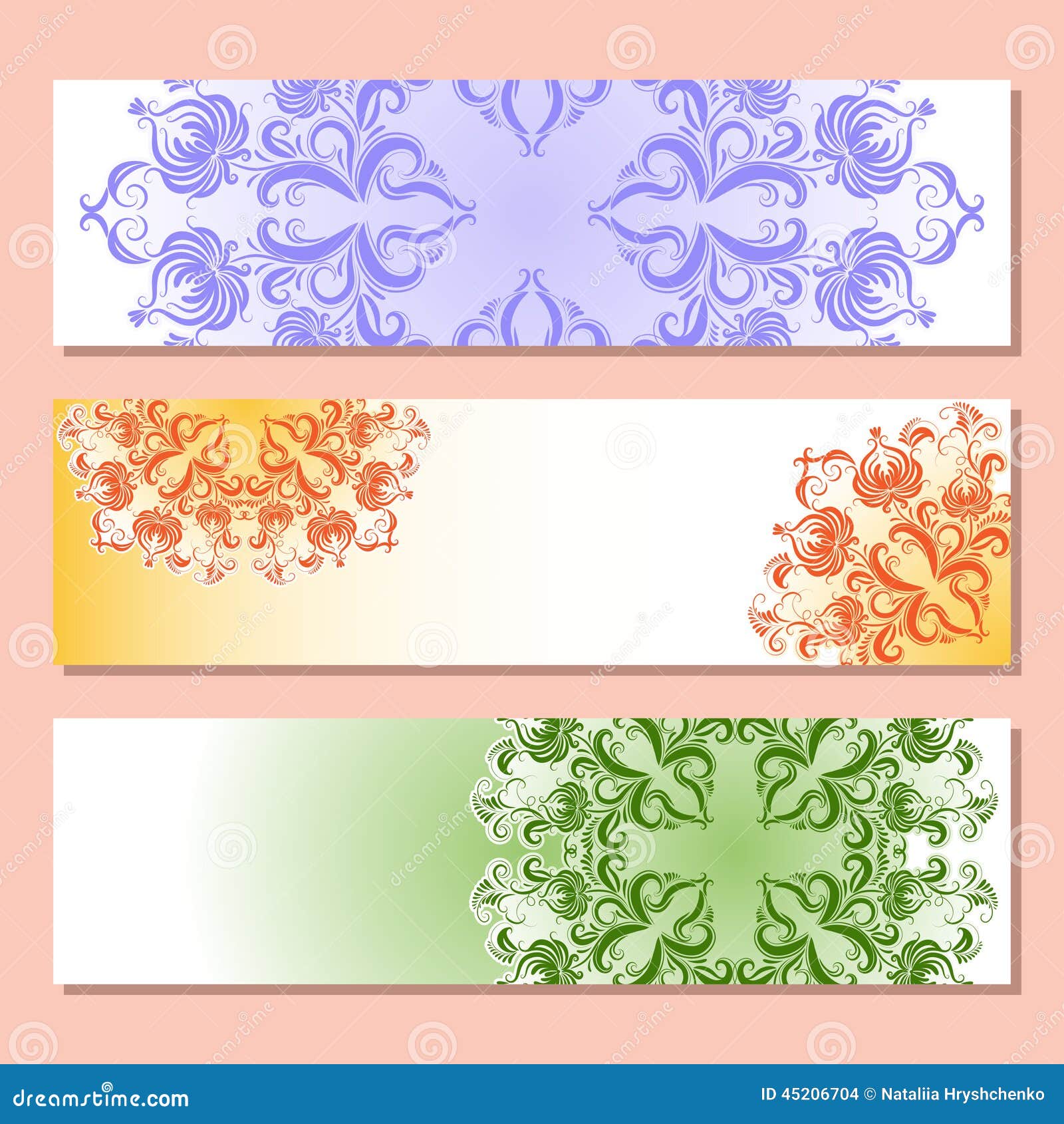 Set of Three Banner with Pattern Stock Vector - Illustration of fabric ...