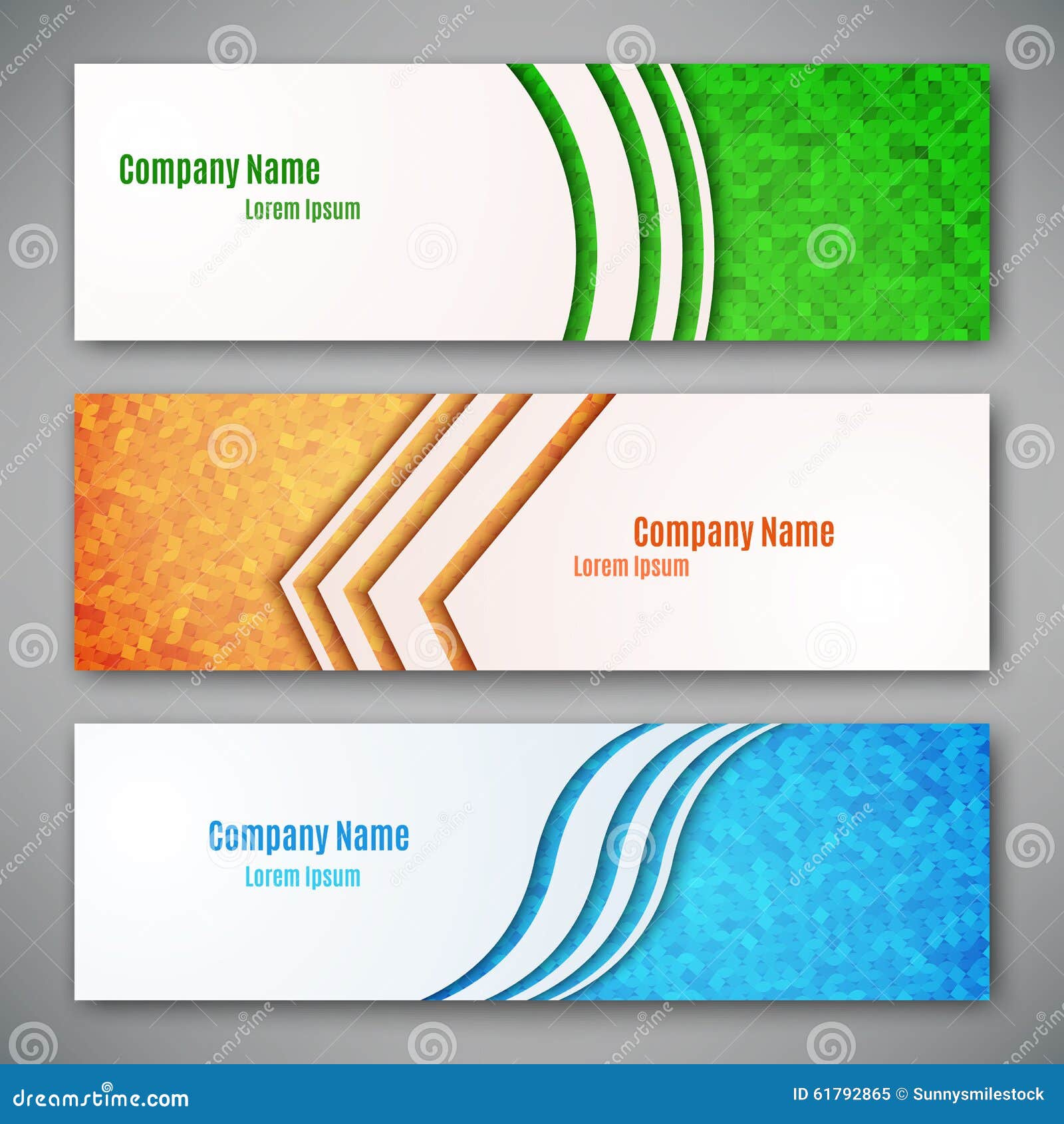 Set of three banners stock vector. Illustration of graphic - 61792865