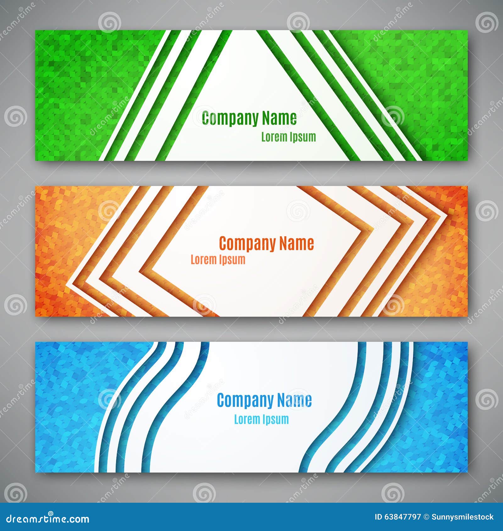 Set of three banners stock vector. Illustration of design - 63847797