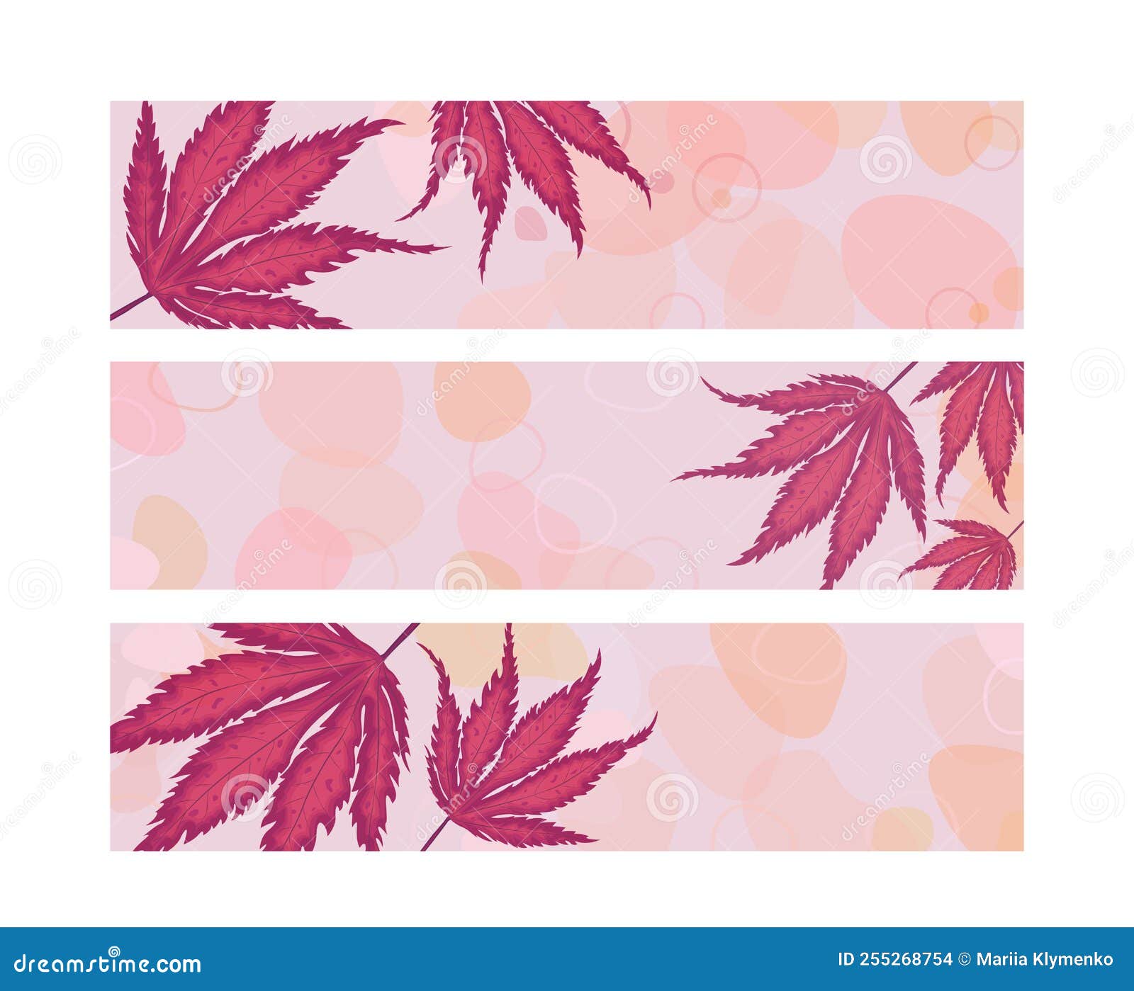 Set of Three Banners with Autumn Leaves of Red Japanese Maple Stock ...