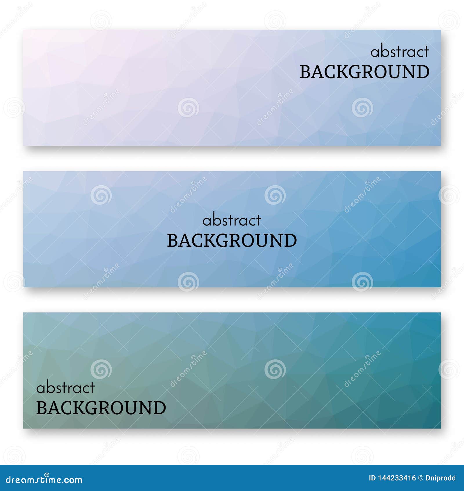 Set of Three Banners in Low Poly Art Style Stock Vector - Illustration ...