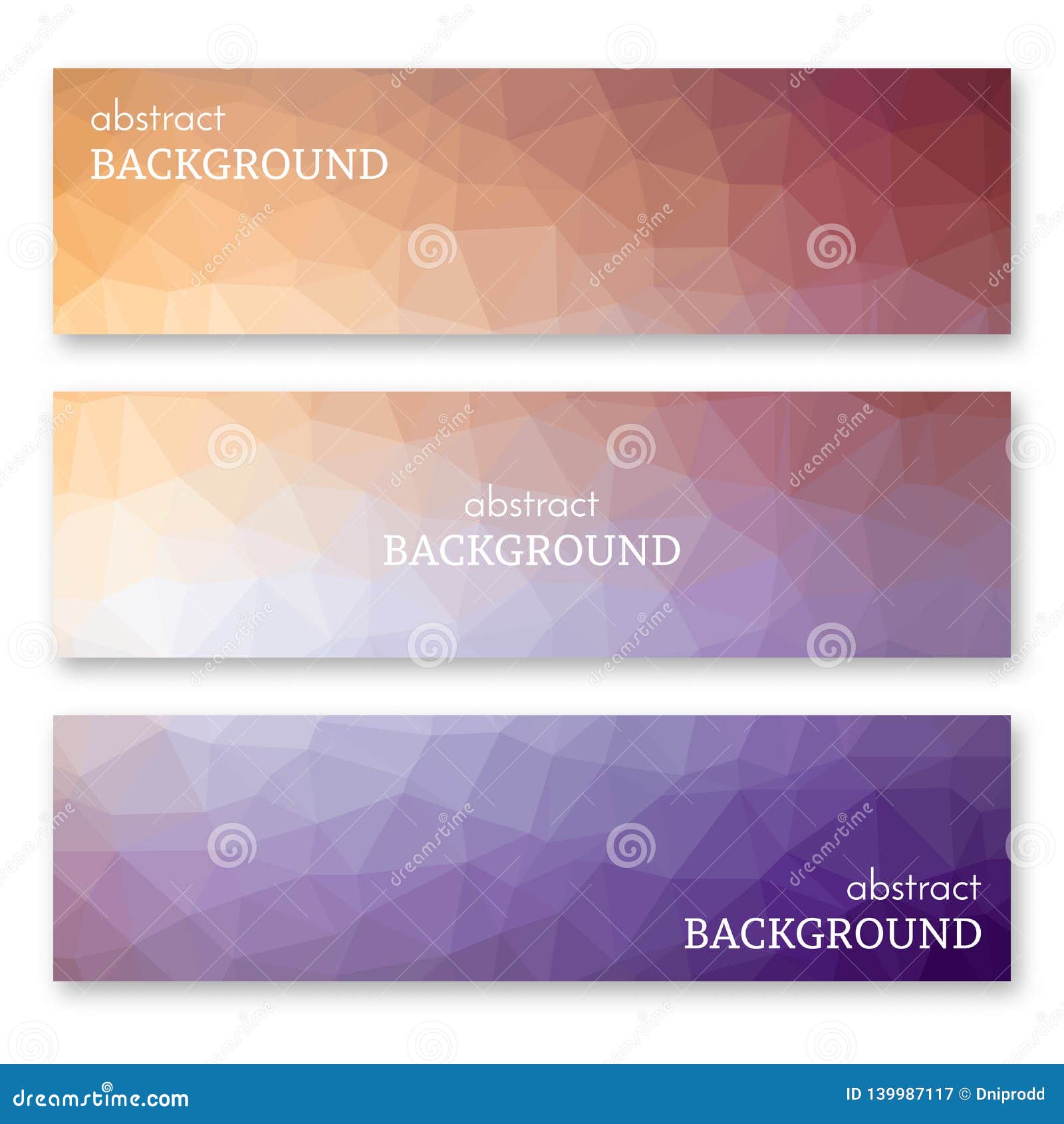 Set of Three Banners in Low Poly Art Style Stock Vector - Illustration ...