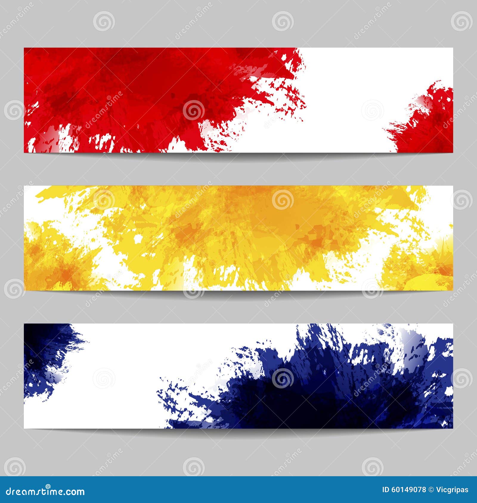 Set of Three Banners with Paint Splashes Stock Vector - Illustration of ...