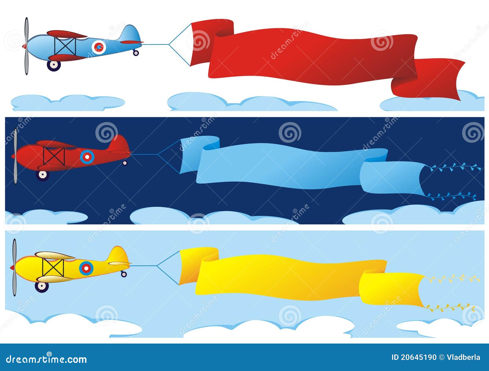 Set of Three Banners with Plane Stock Vector - Illustration of ...