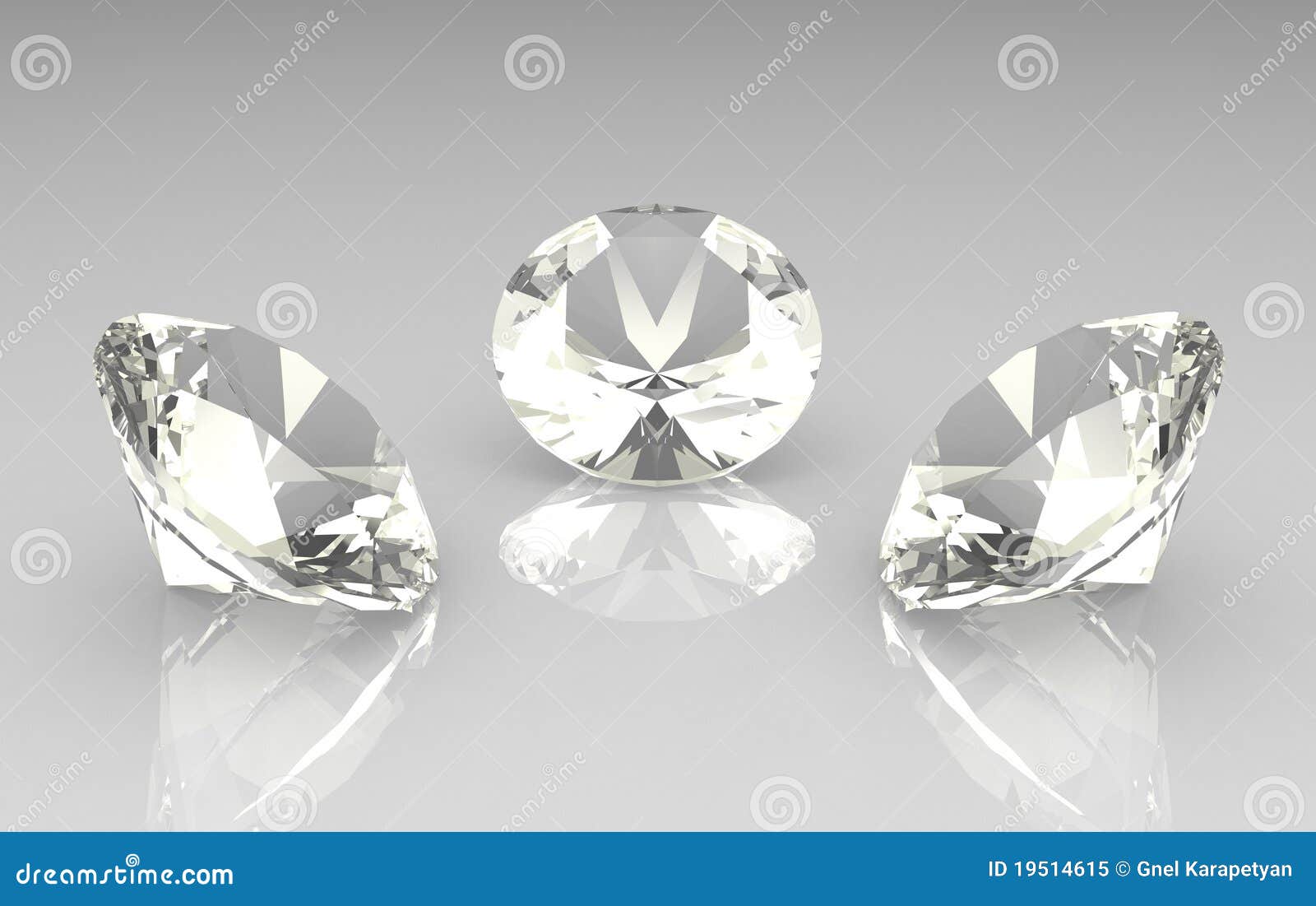 Set of Three Beautiful Round Diamonds Stock Illustration - Illustration ...