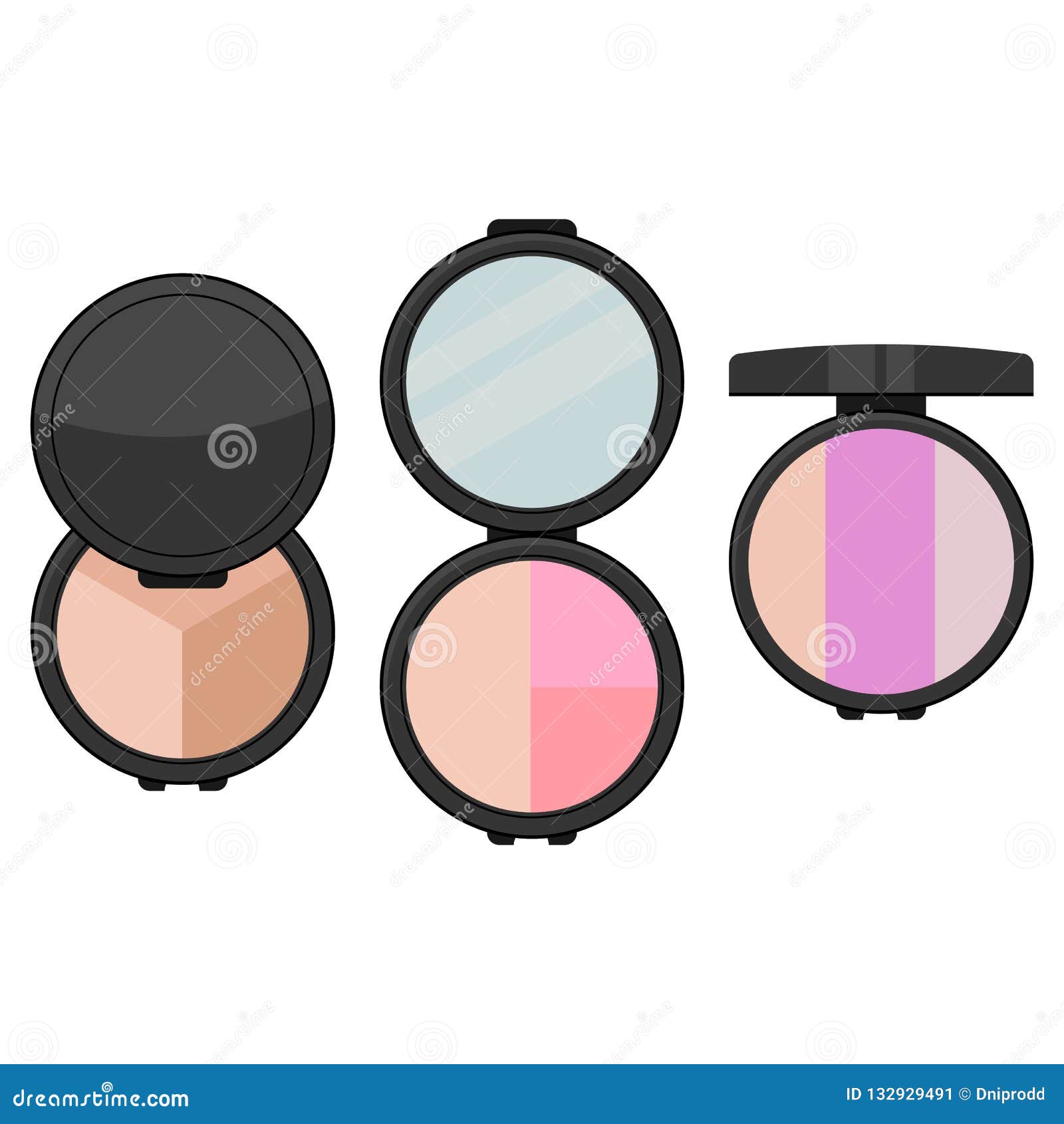Set of Three Bright Eye Shadows with Mirror Stock Vector - Illustration ...