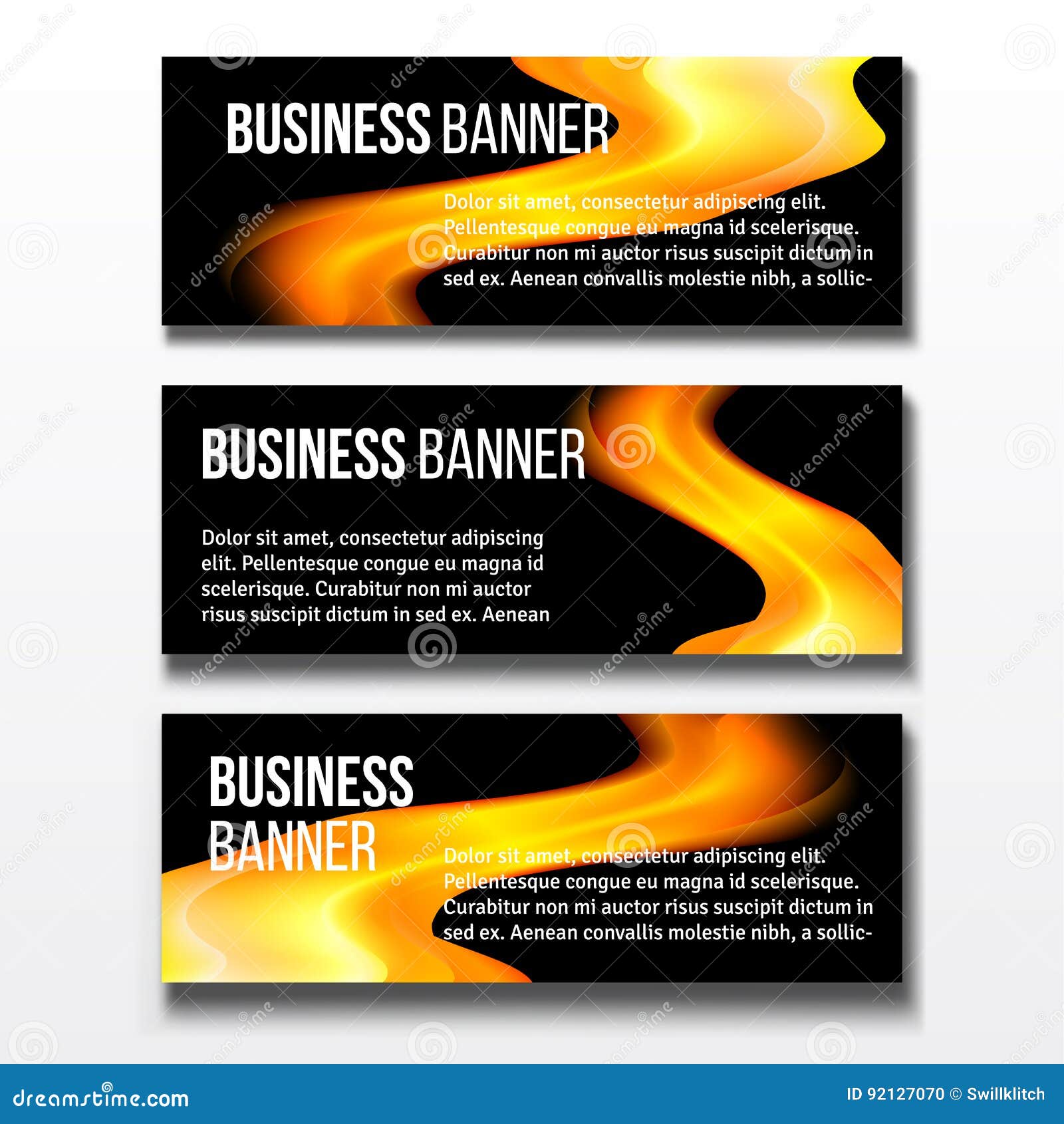Set Of Three Business Banners Stock Vector Illustration Of Fire