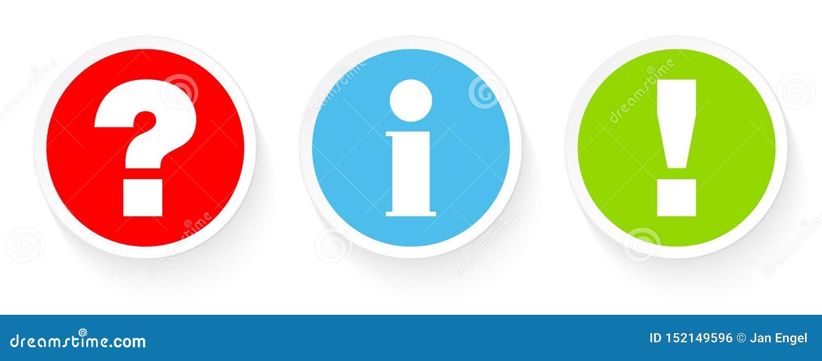 Set of Three Buttons Question Information and Answer Red Blue Green ...