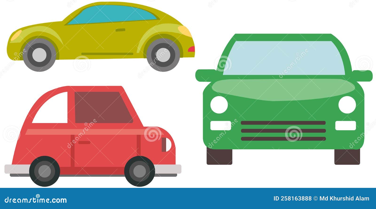 Set of Three Car Different Angle of Views and Color of Car Stock Vector ...