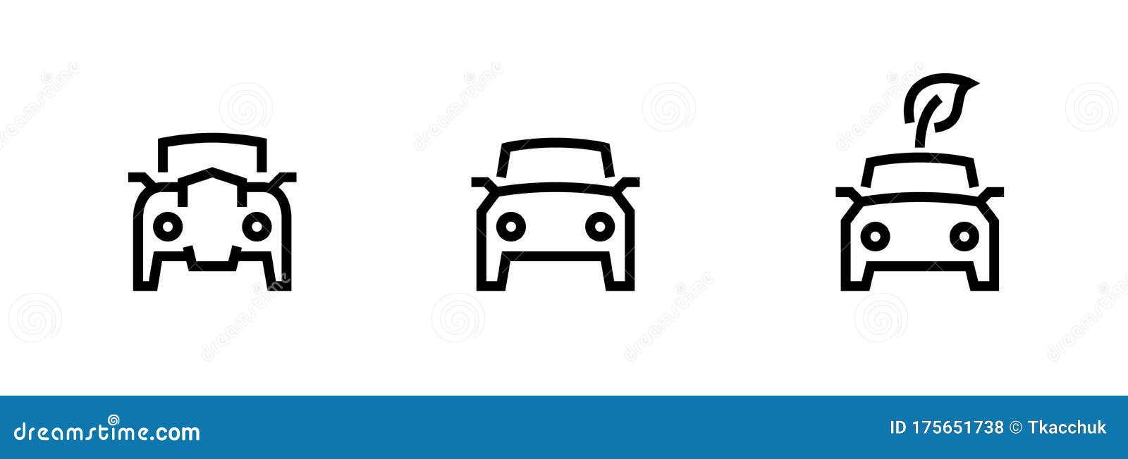 Set of Three Car Evolution Icons. Editable Line Vector. Simple Symbol ...