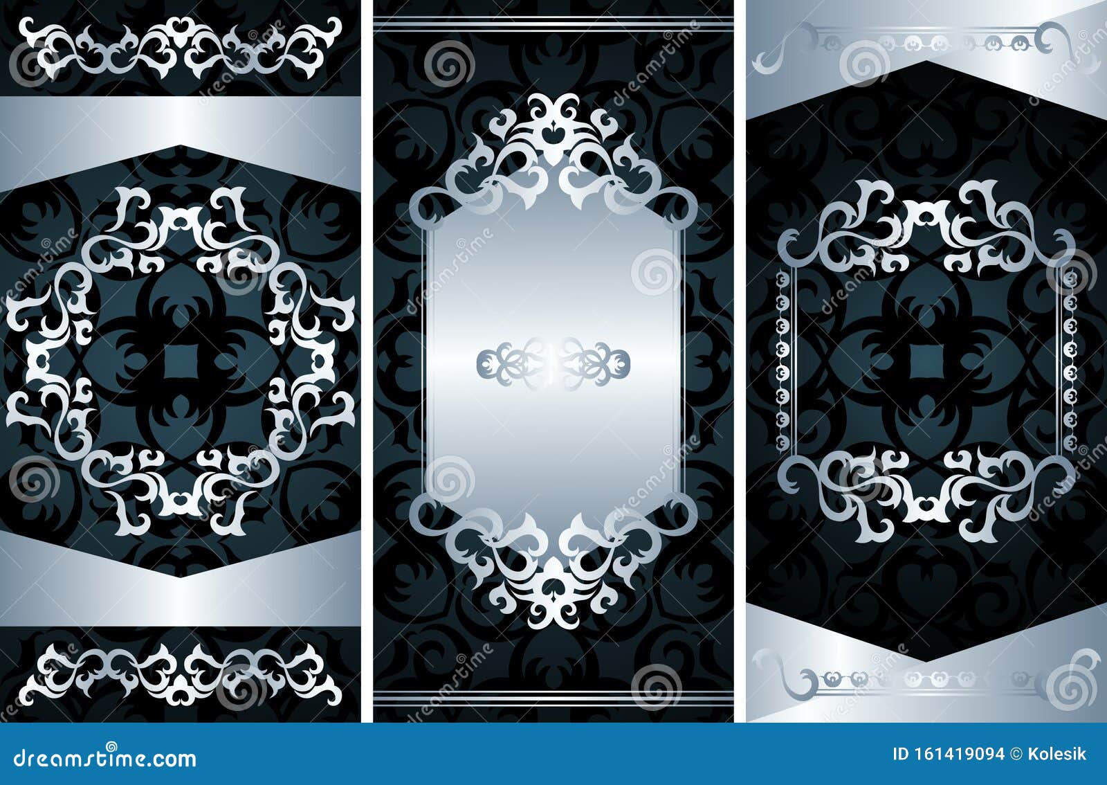Set of Three Cards with Design Frames Stock Vector - Illustration of ...