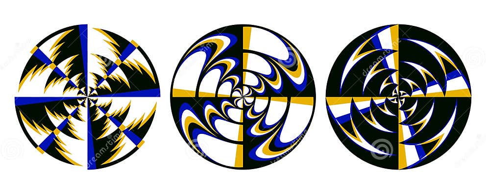 A Set of Three Circular Abstract Patterns with Optical Illusion Effects ...