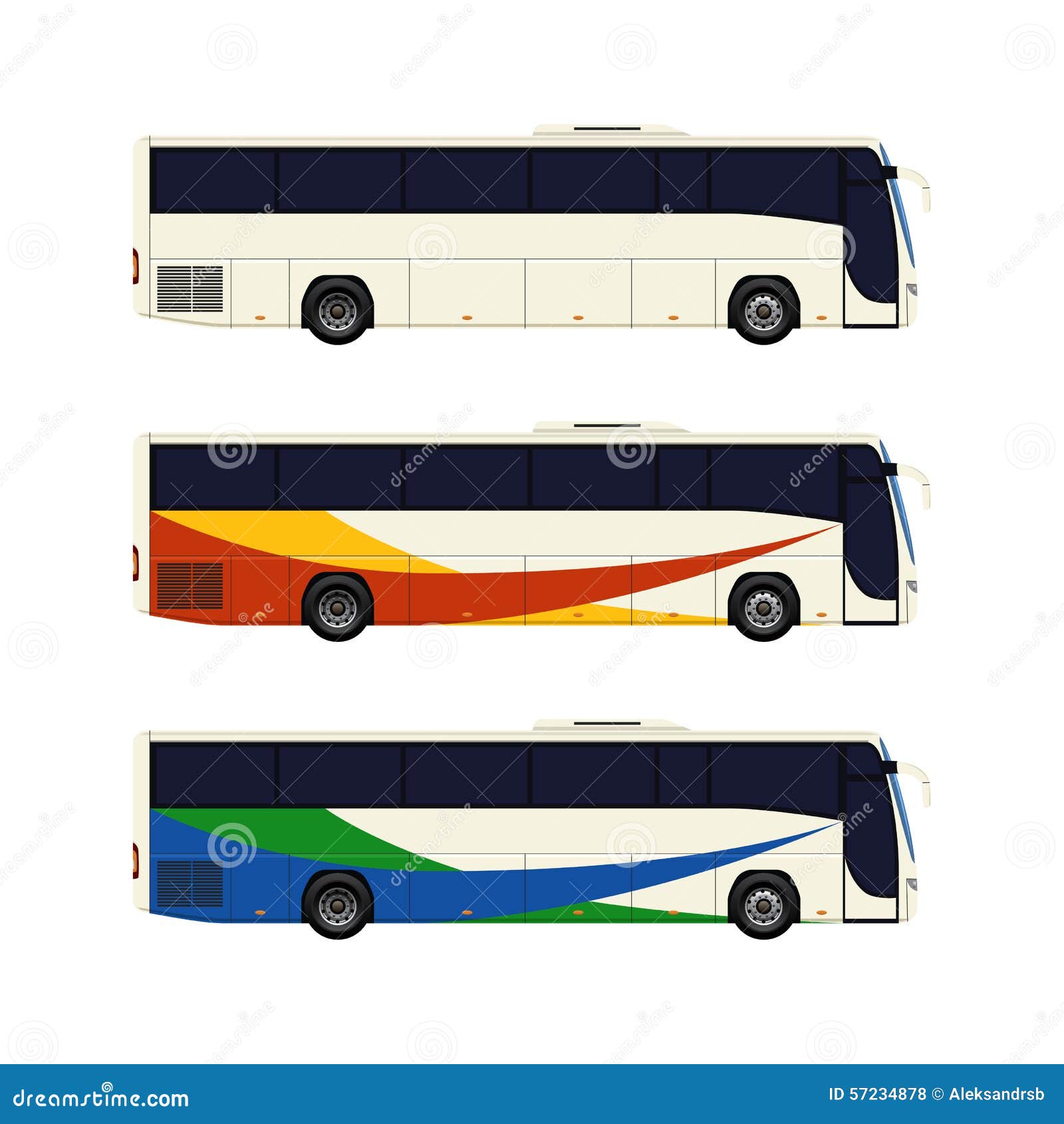 Set of Three Coach Bus Icons Stock Vector - Illustration of auto, door ...