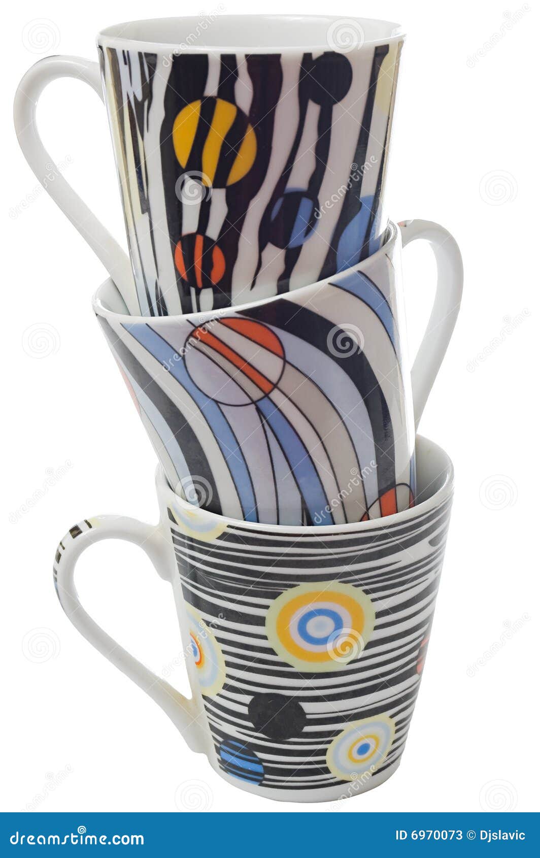 Set of three coffee cups stock image. Image of bright - 6970073