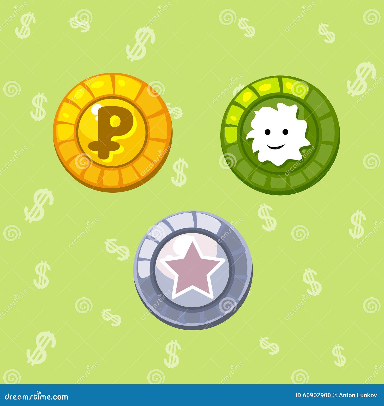 Set of Three Coins for Design Needs Stock Vector - Illustration of ...