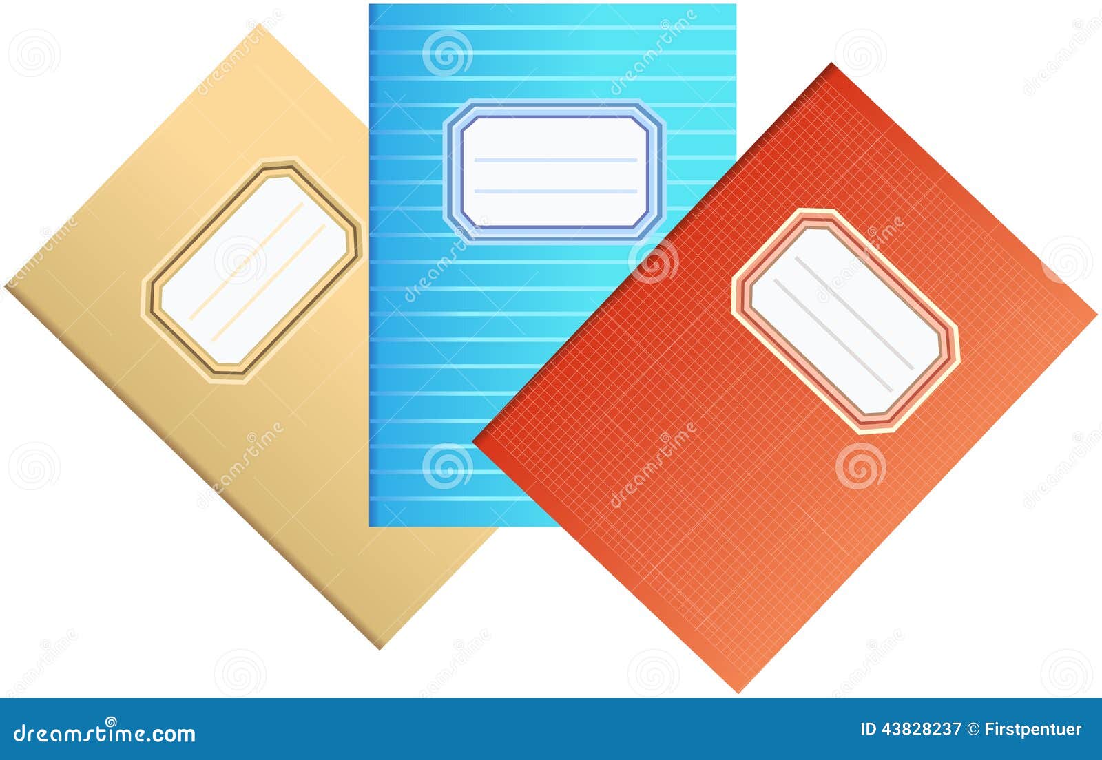 Set of Three Colored School Notebooks Stock Illustration - Illustration ...