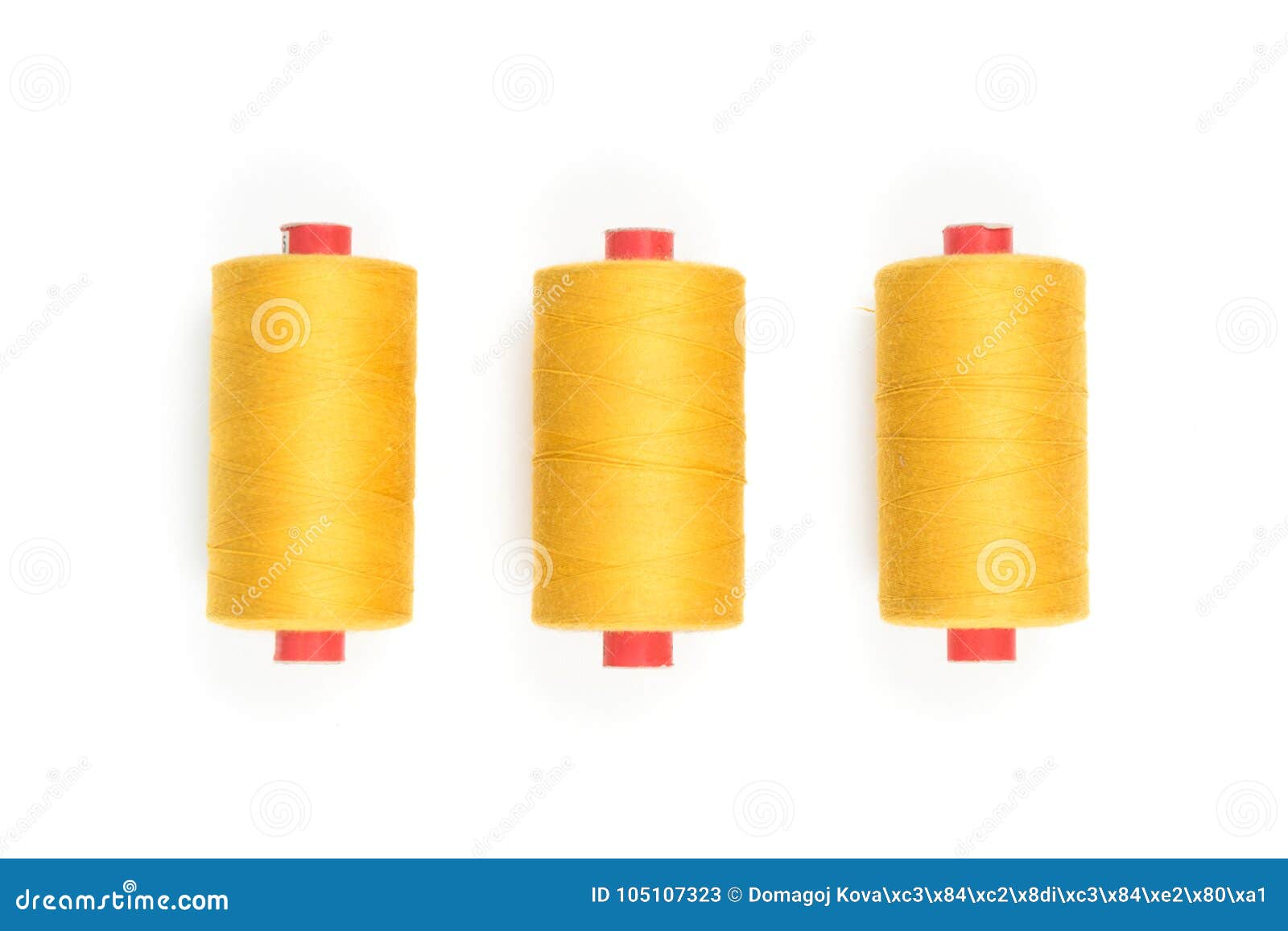 Set of Three Colored Thread Coils on White Background, Sewing and ...