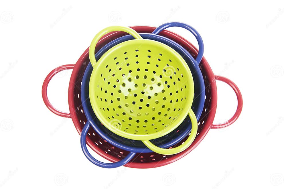 Set of Three Colorful Colanders Stock Image - Image of utensils ...
