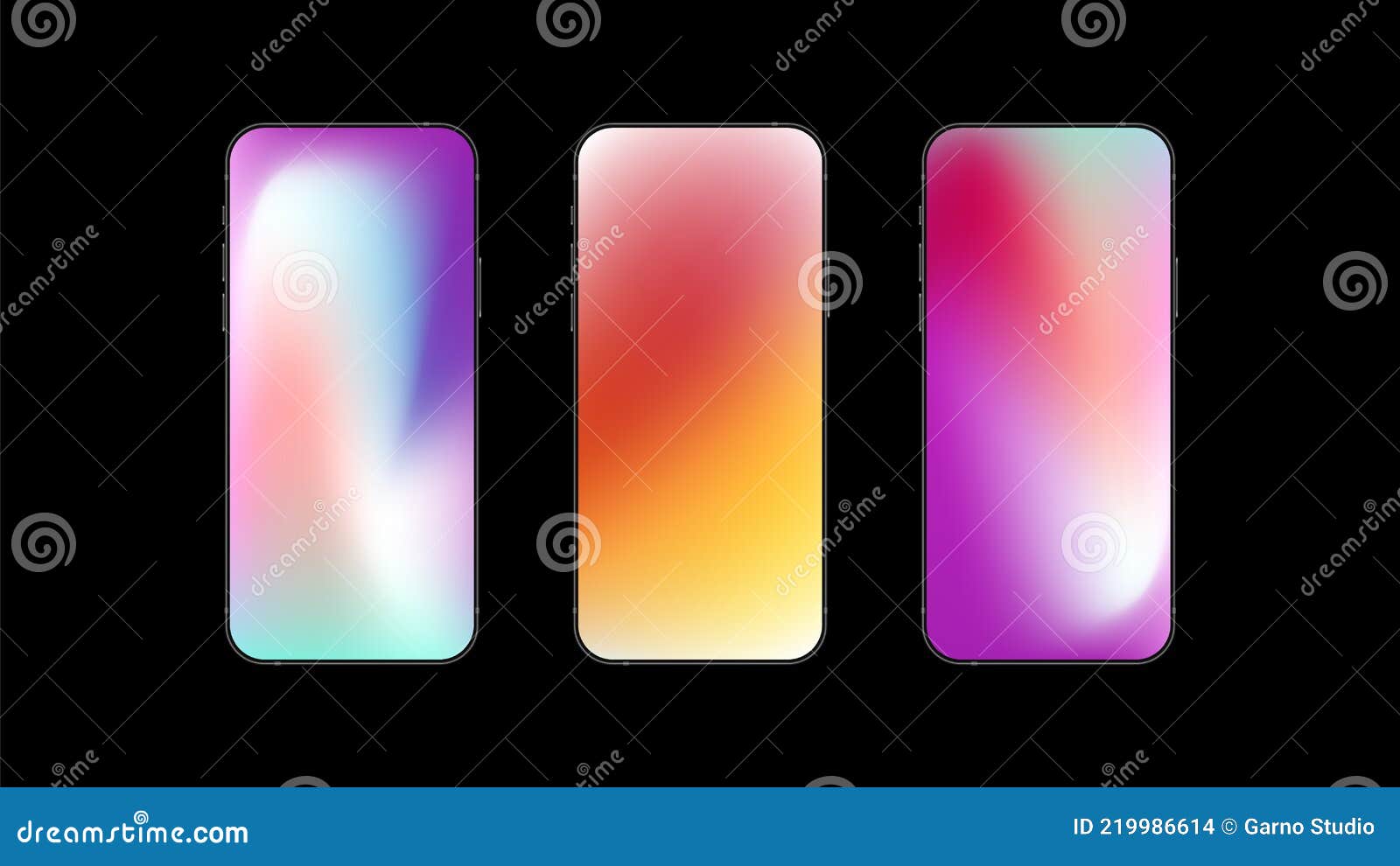 Set of Three Colorful Gradient Backgrounds on Smartphone Stock Vector ...