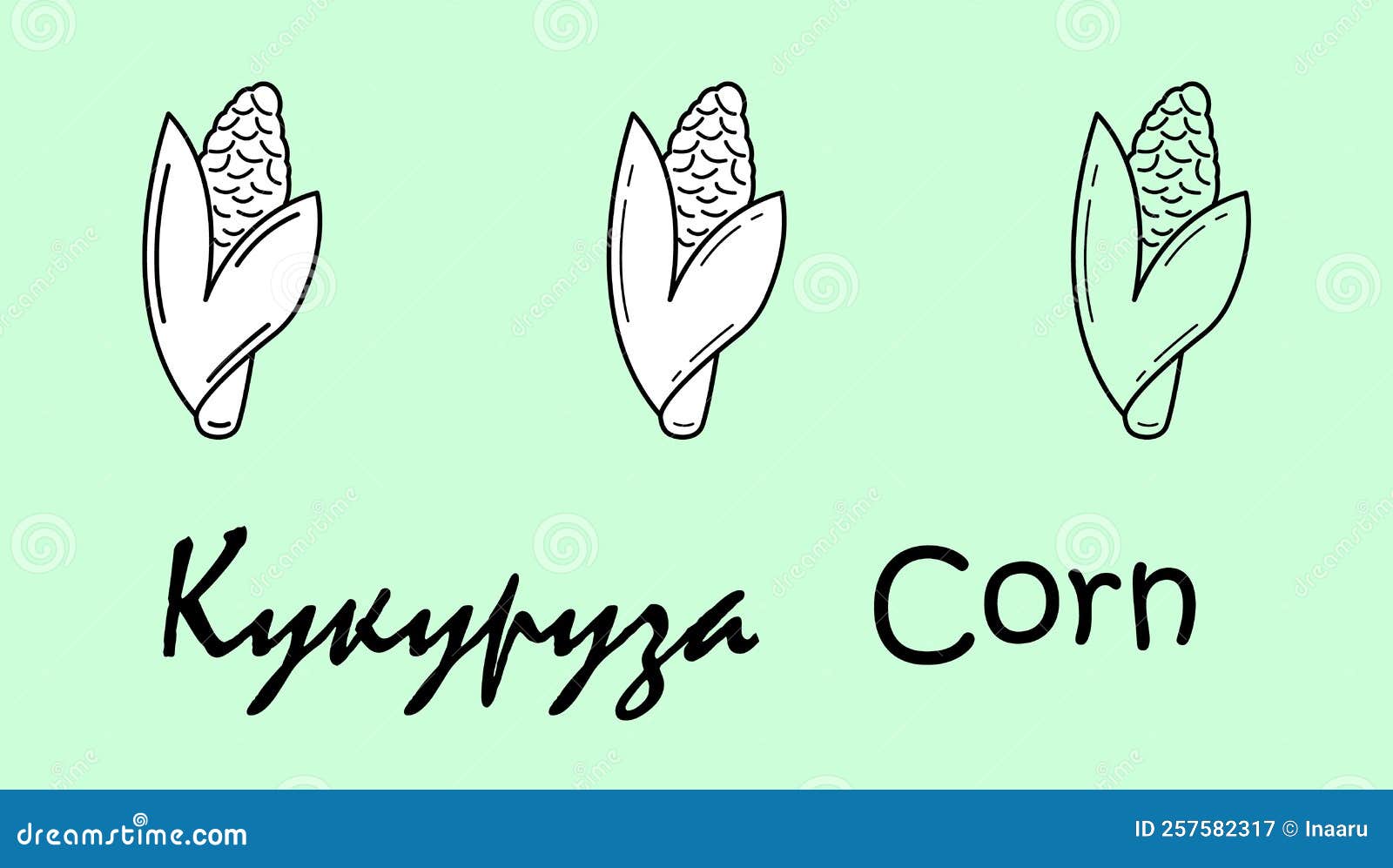 A Set of Three Corn Objects with the Inscription "corn" in Russian and ...