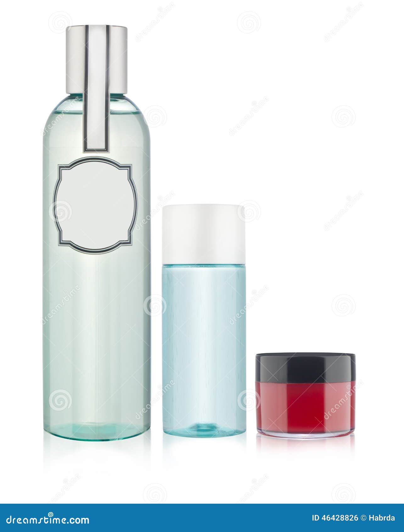 Set of Three Cosmetic Containers Stock Photo - Image of body, silver ...