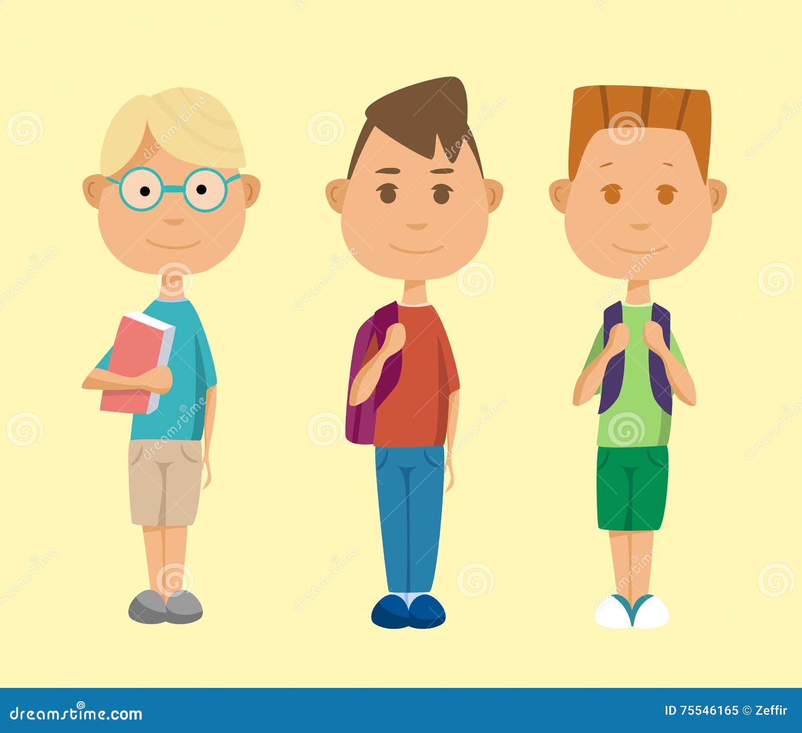 Set of three cute boys. stock illustration. Illustration of jacket ...