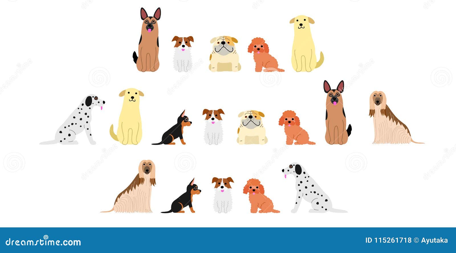 Various dogs border set2 stock vector. Illustration of afghan - 115261718