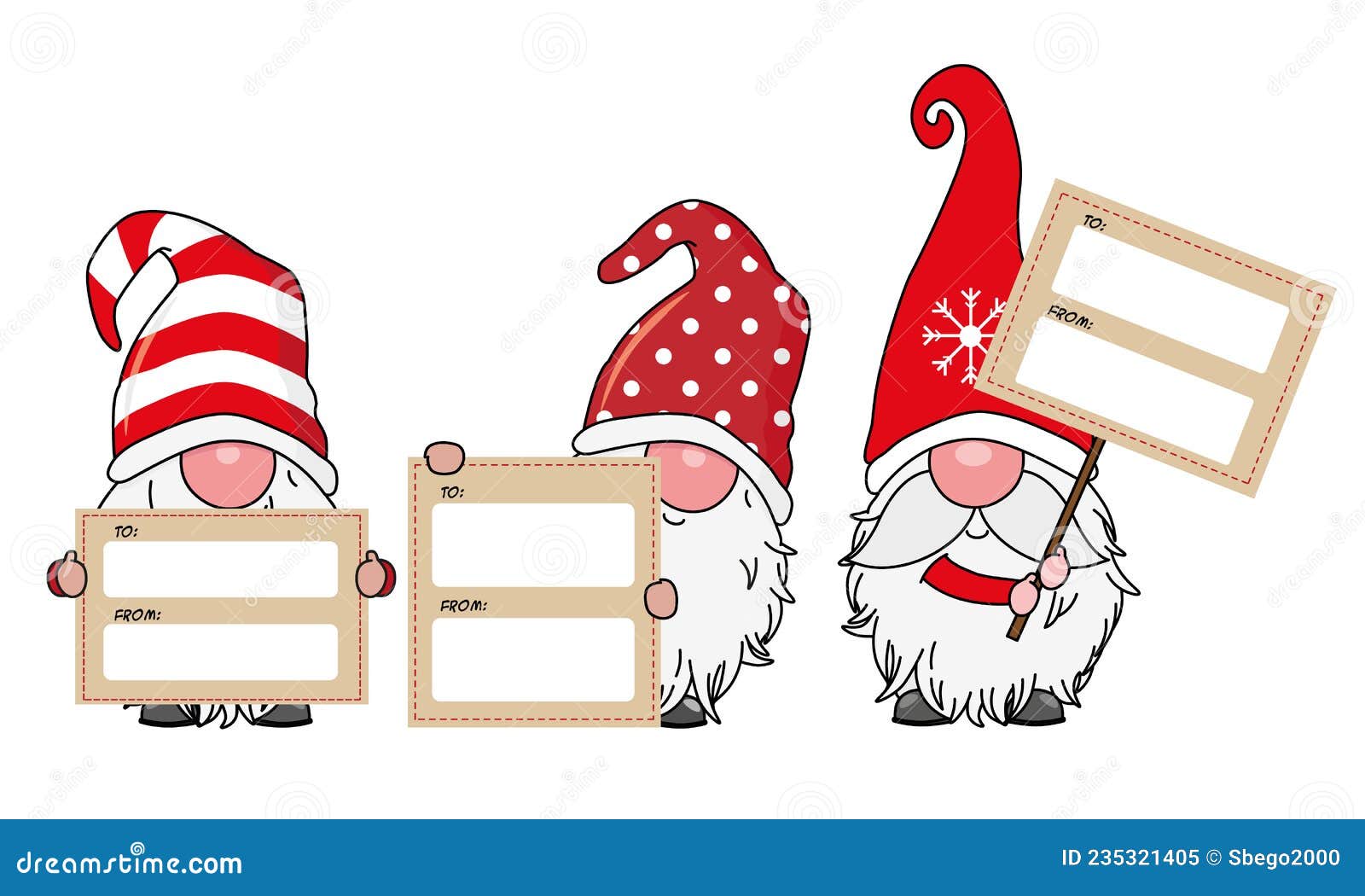 Set of Three Cutes Gnomes with Labels Stock Vector - Illustration of ...