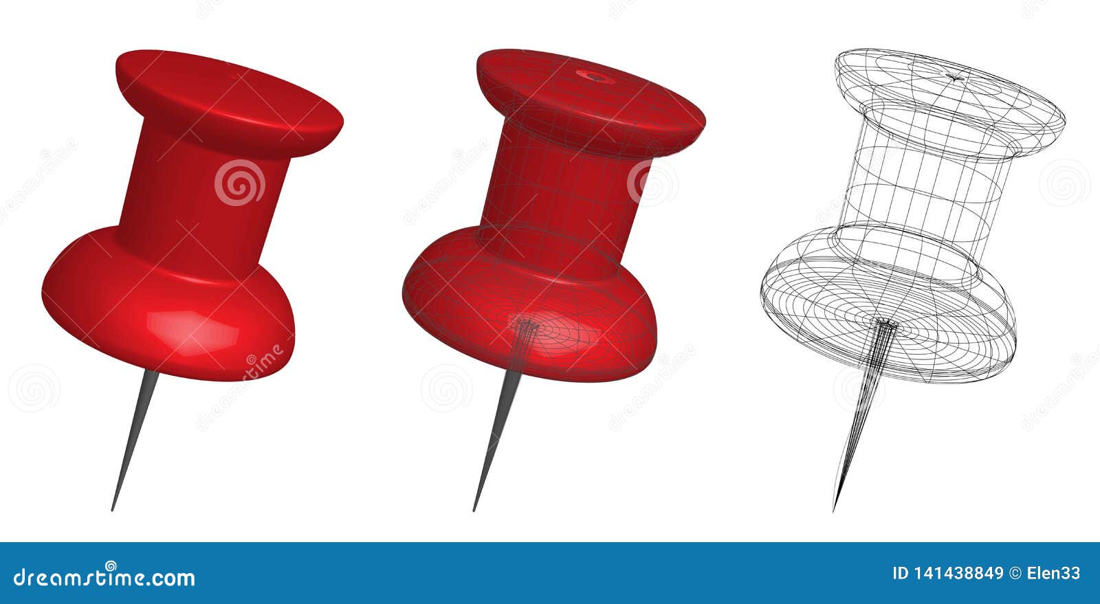 Set of Three 3d Pins Different Styles Stock Vector - Illustration of ...